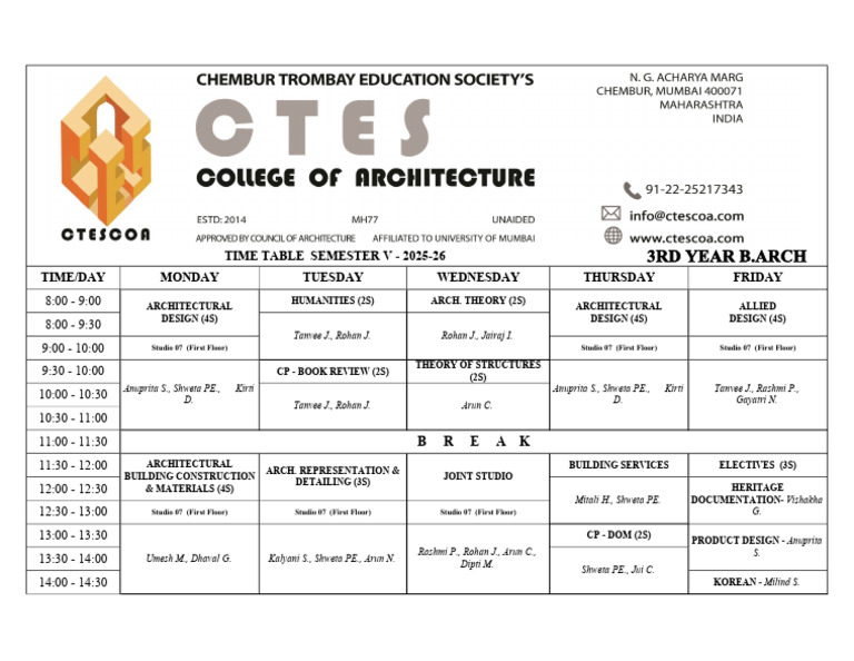 TimeTable 3rd Year 2025-26-1 | PDF