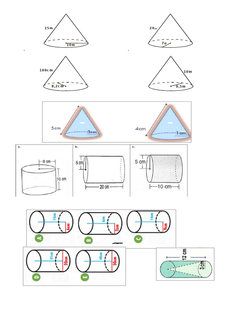 Area Del Cono y Cilindro Ejercicios 21-11-22 | PDF