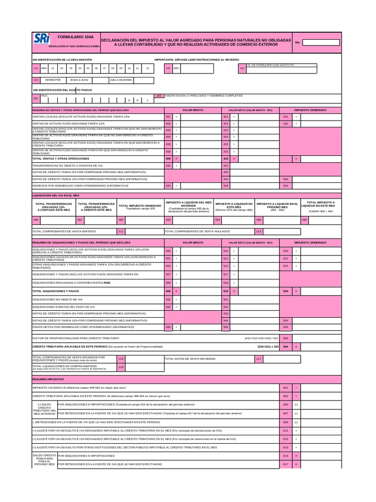 Formulario 104A | PDF | Impuesto al valor agregado | Comercio