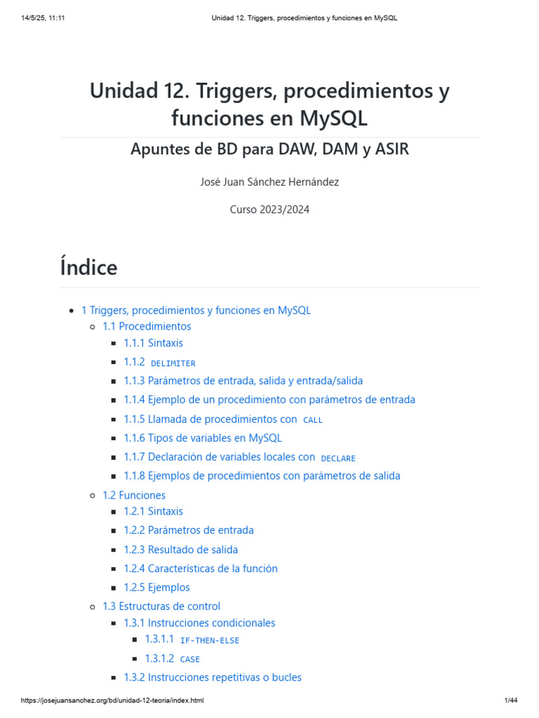 Triggers Procedimientos Funciones en MySQL | PDF | SQL | Datos de computadora