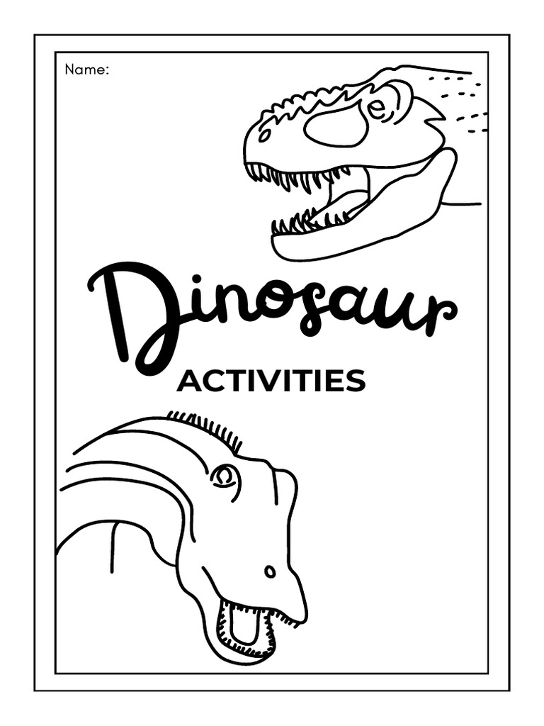 Grade 1 Dinosaur Worksheet Activity Booklet in Black and White Clean ...