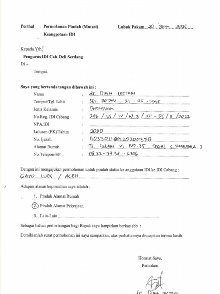 Syarat Mutasi Idi | PDF