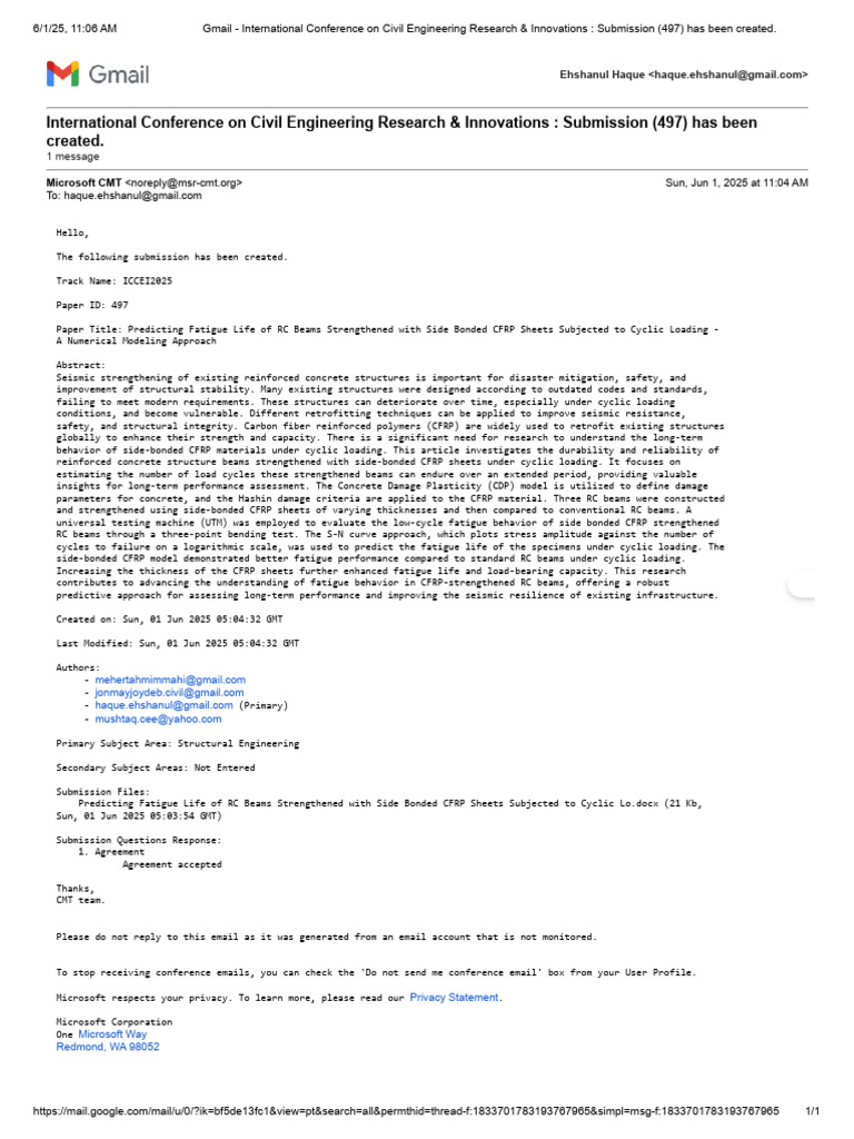 Gmail - International Conference On Civil Engineering Research ...