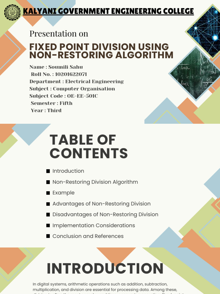 Non-Restoring Division Algorithm Overview | PDF | Division (Mathematics ...