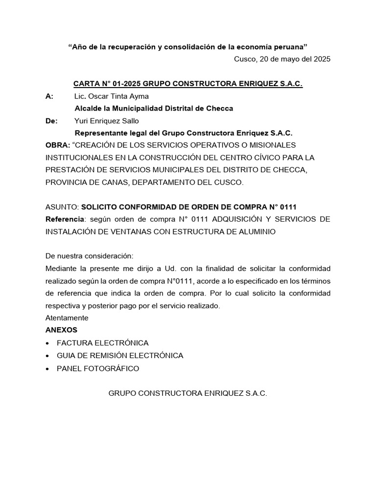 Requerimiento 2025 | PDF