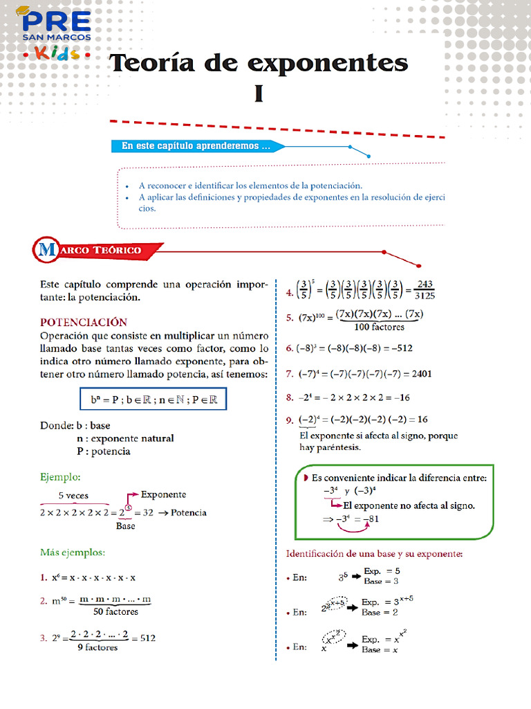 Sb-Teoría de Exponentes I | PDF