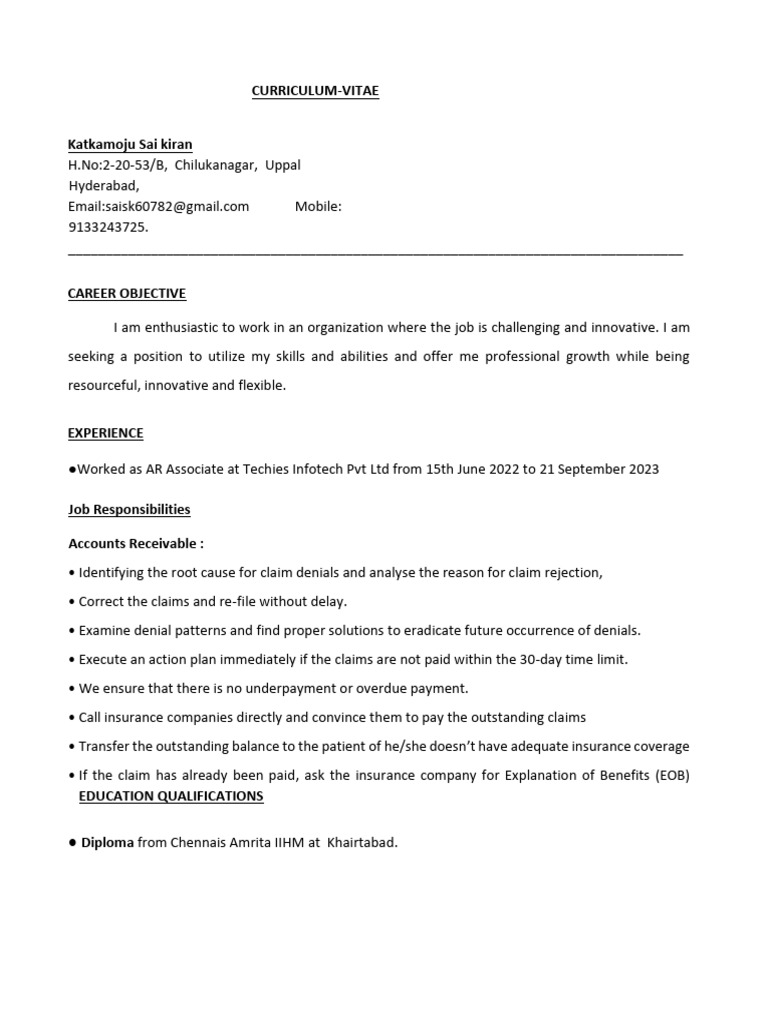 Sai Kiran Resume-1 - 1742625659170 - Katkamoju Sai Kiran | PDF