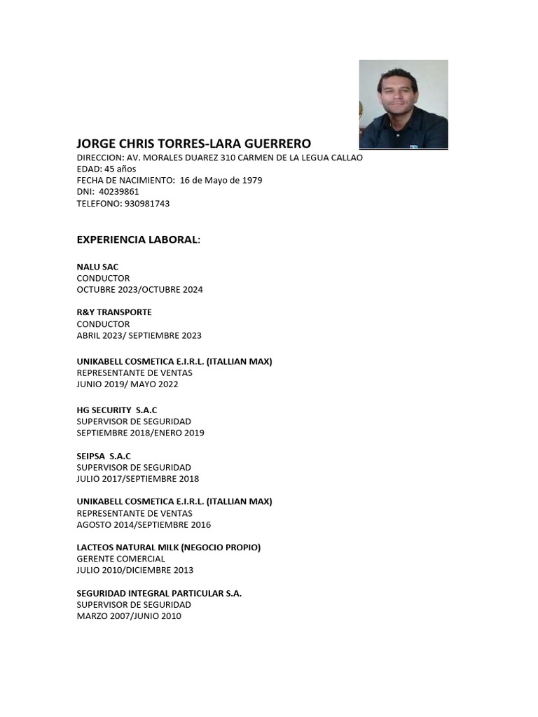 Cv. Jorge Torres-Lara-1 | PDF