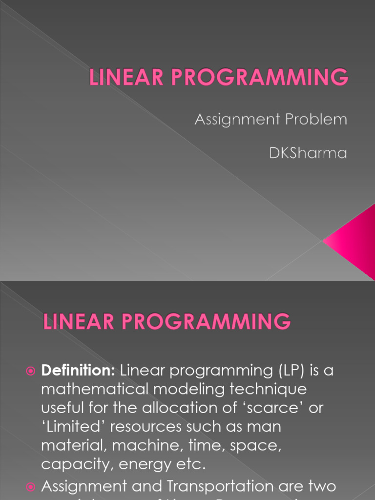 Linear Programming Assignment Guide | PDF | Mathematical Optimization ...
