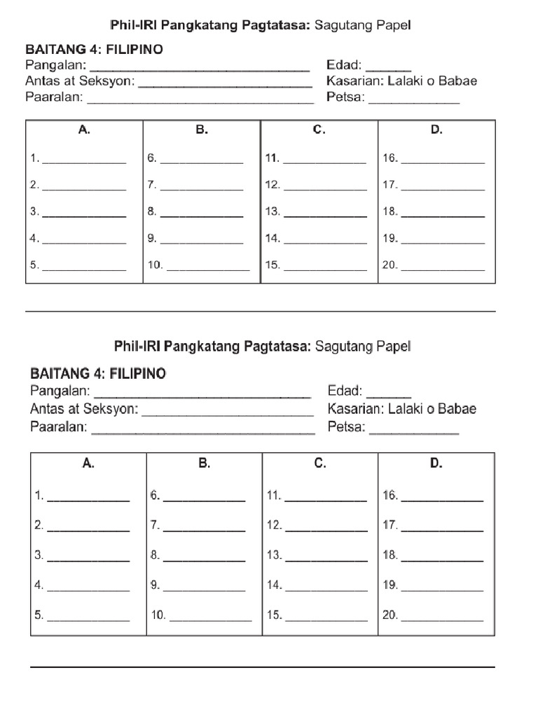 Answer Sheet | PDF