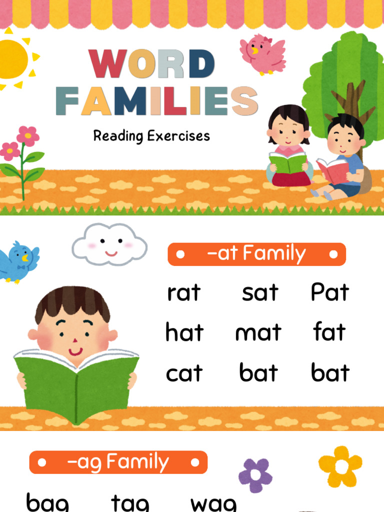 Word Families English Reading Presentation in Orange Green and Blue in ...