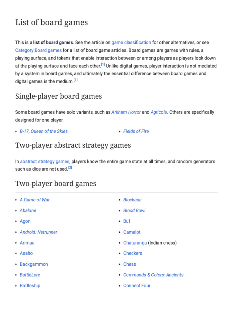 List of Board Games - Wikipedia | PDF | Games Of Mental Skill | Tabletop Games