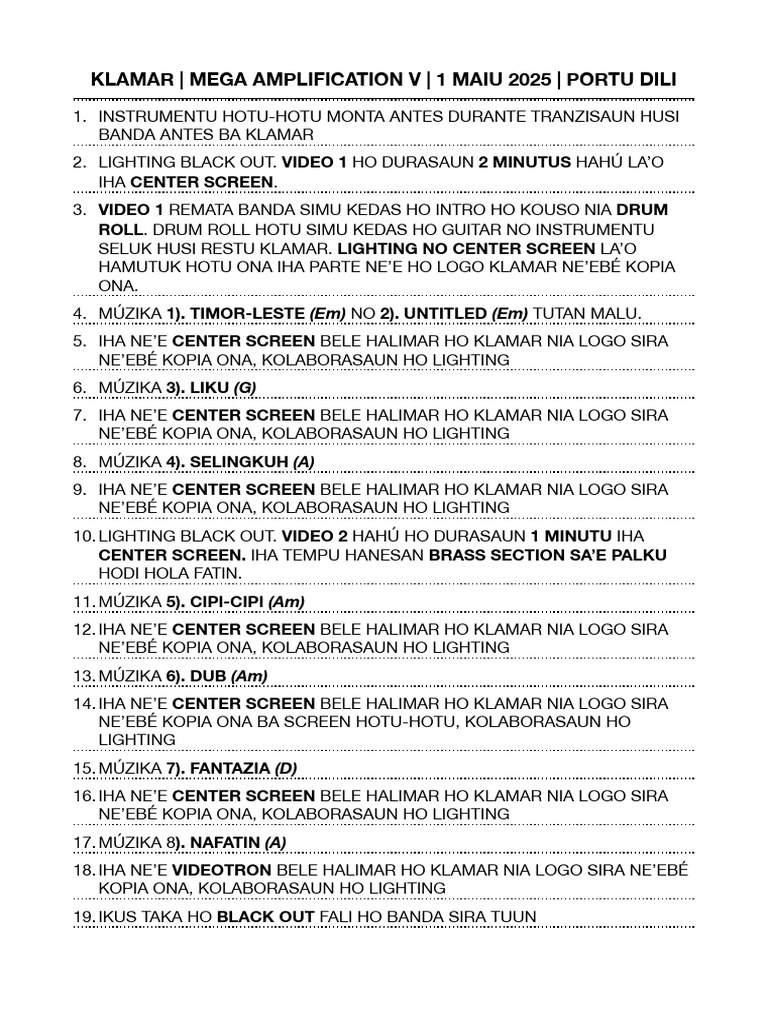 Set List (Details Ba Production) | PDF