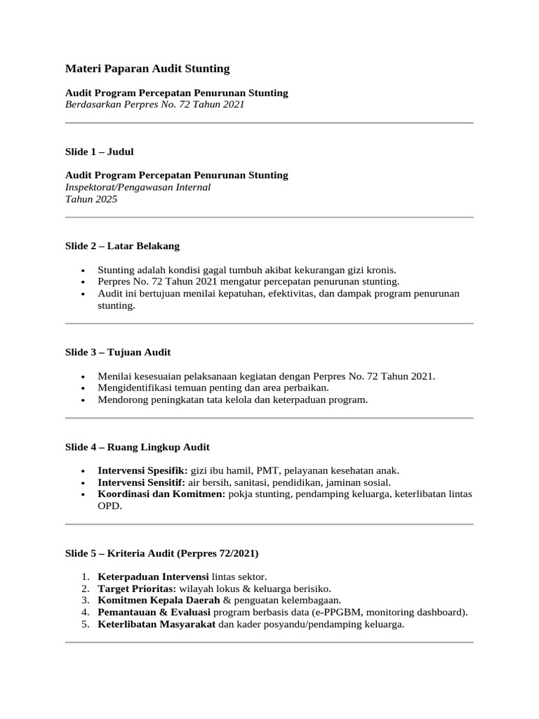 Materi Paparan Audit Stunting | PDF