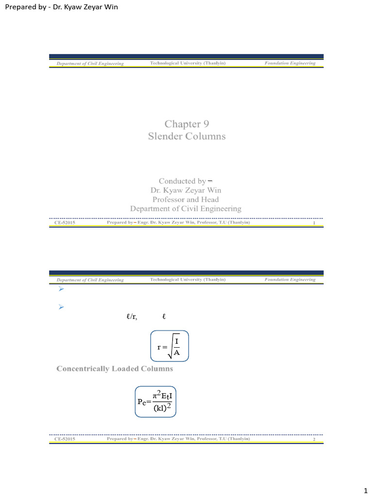 Slender Columns | PDF | Buckling | Structural Engineering