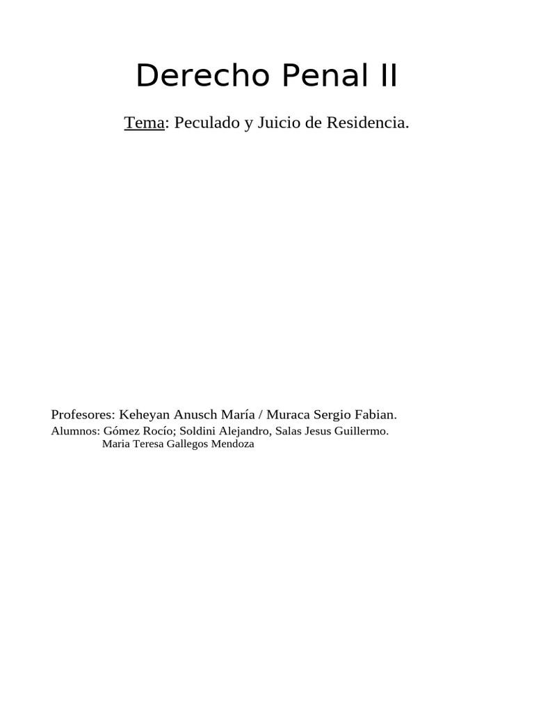 Derecho Penal II. Pecu. Juicio de Residencia-1 | PDF | Gobierno | Justicia