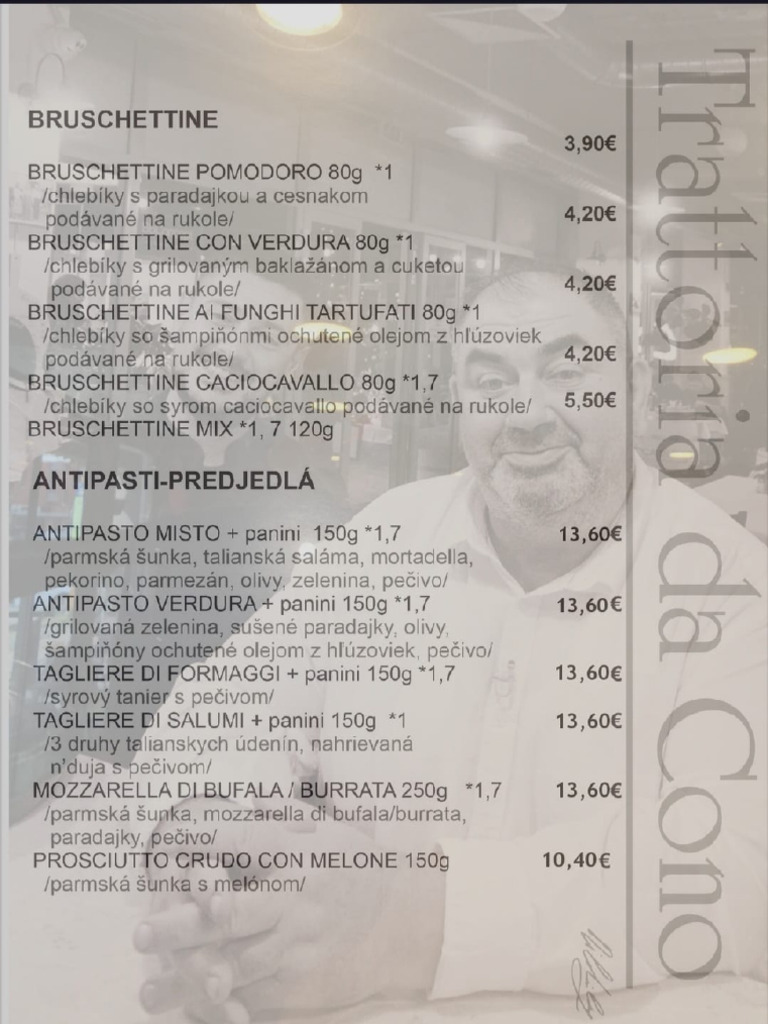 Jedalny Listok Trattoria Krizna | PDF