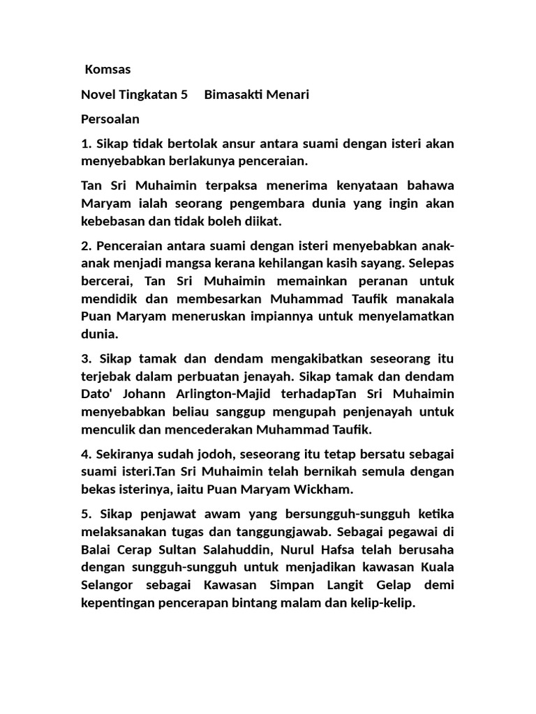 Komsas Tingkatan 5 | PDF