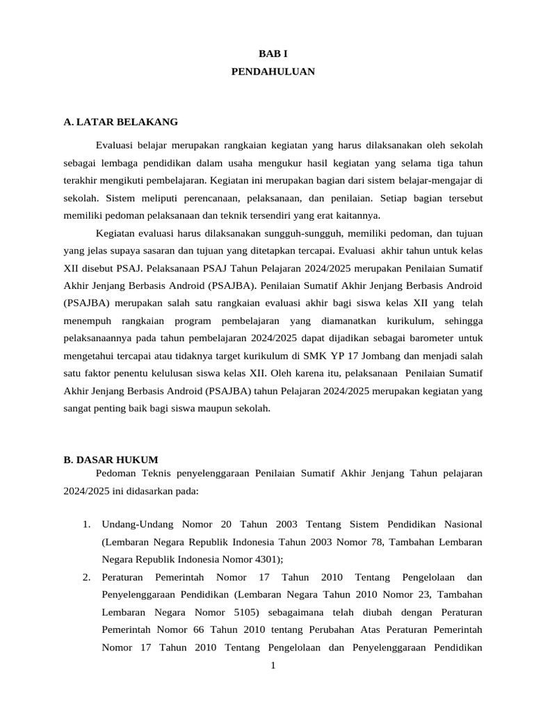 ISI LAPORAN PSAJ 2024 - 2025 (1) | PDF