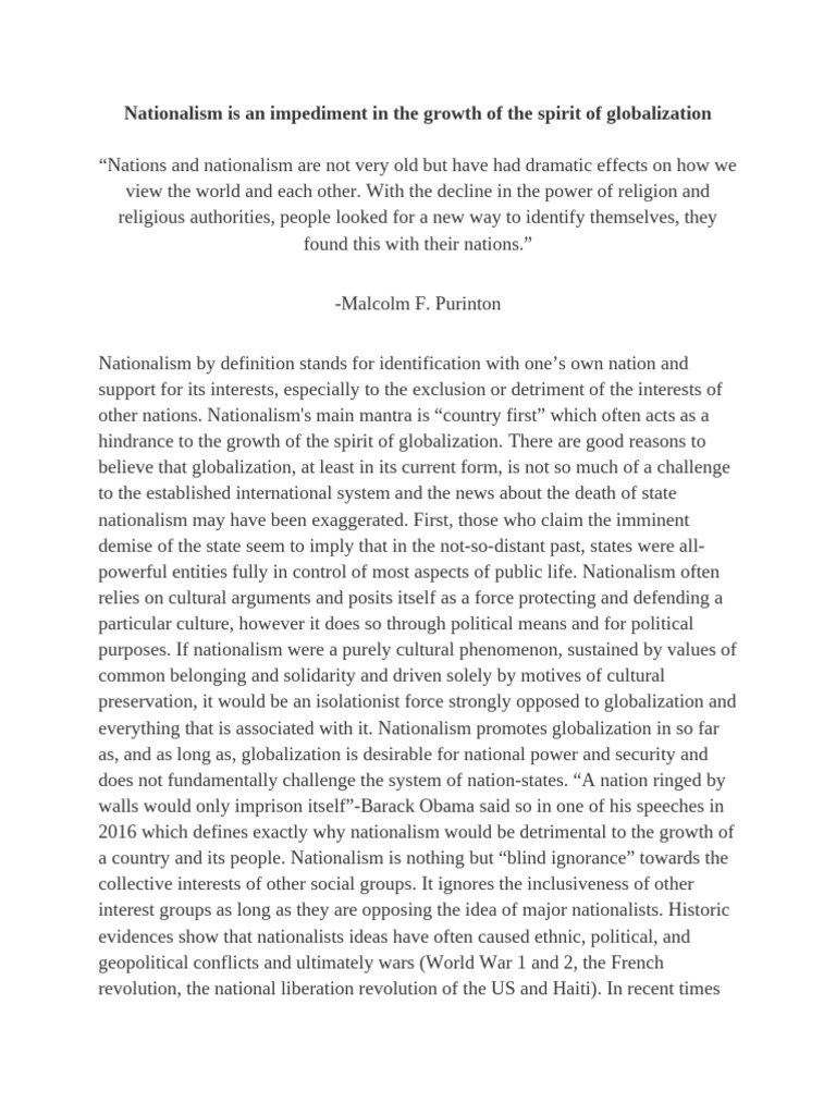 Nationalism Vs Globalisation | PDF | Nationalism | Globalization