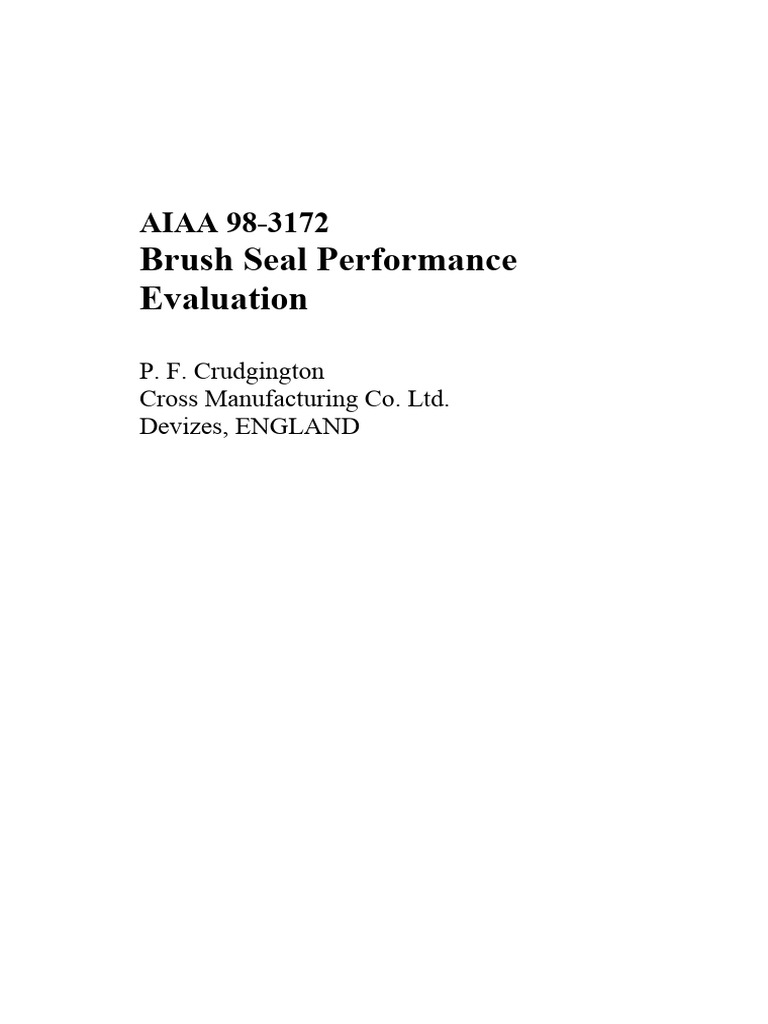 Brush Seal Performance Evaluation Report | PDF | Pressure | Flow ...