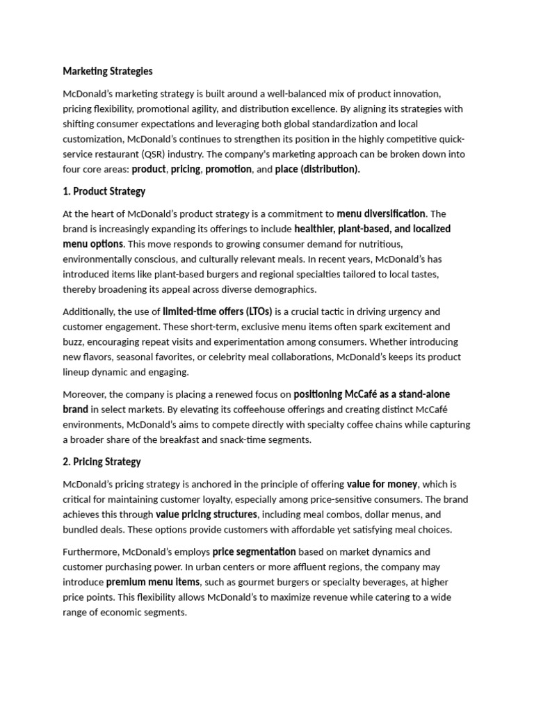 McDonald's Comprehensive Marketing Strategy | PDF | Mc Donald's | Marketing