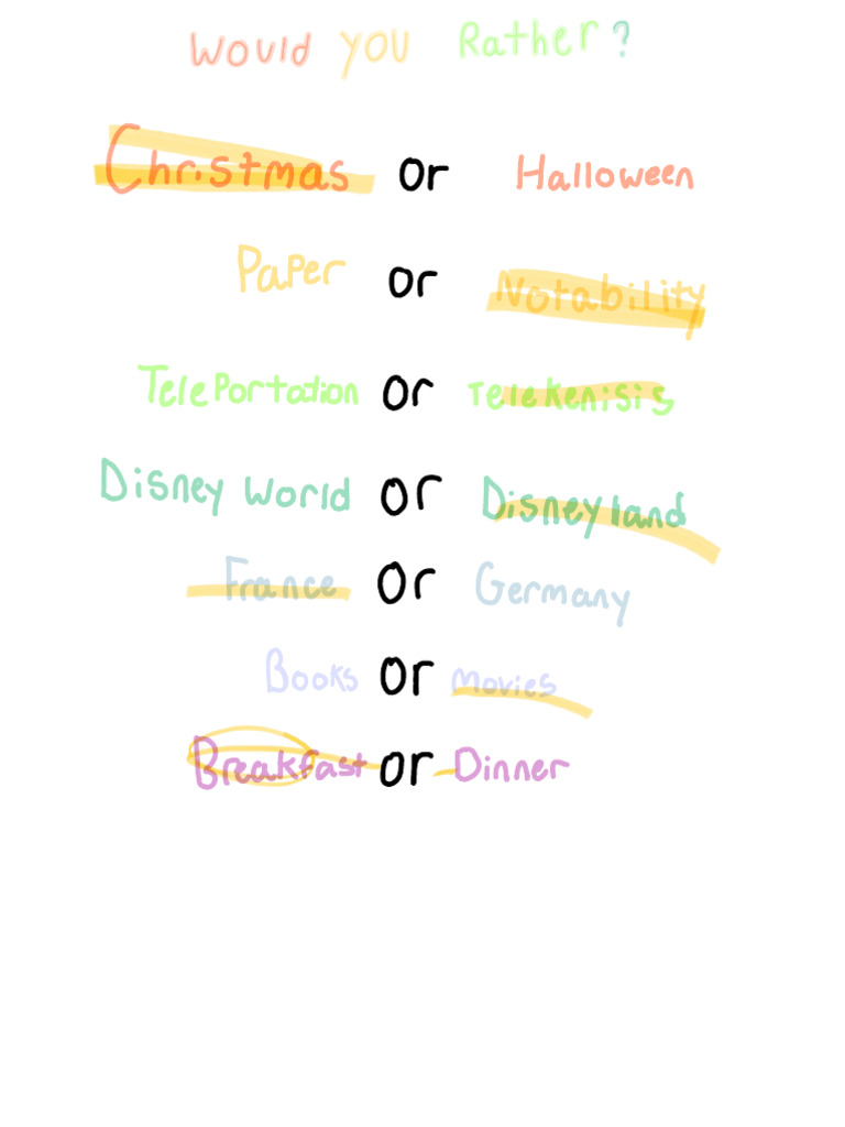 Would You Rather and Questions | PDF