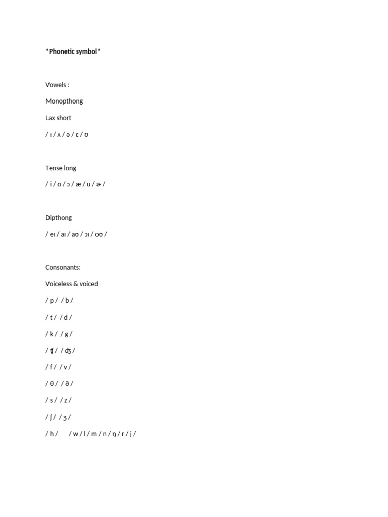 Phonetic Symbol | PDF