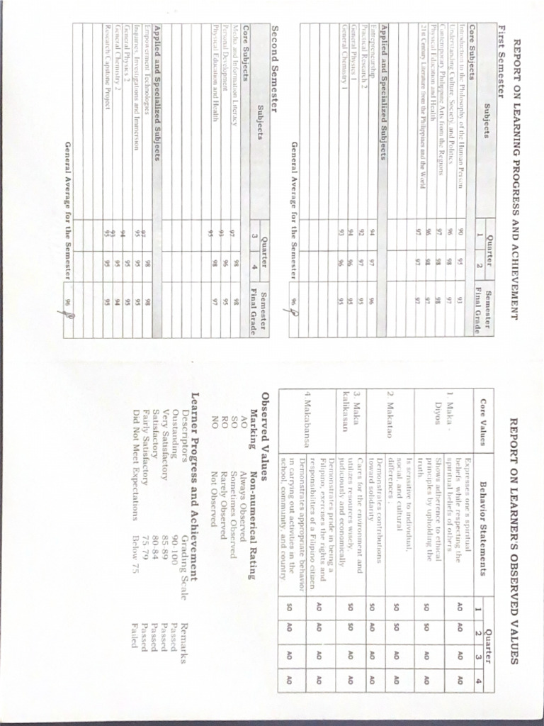 Report On Learning Progress and Achievement | PDF