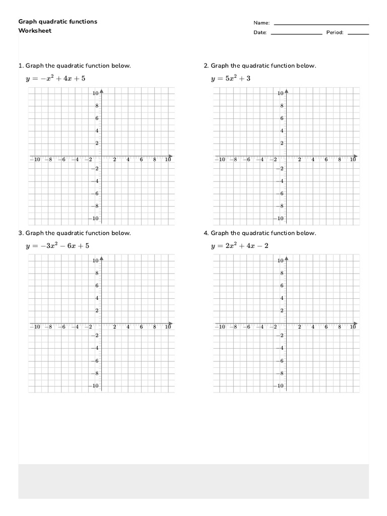Graph 20 Quadratic 20 Functions 2020 Worksheet | PDF | Chess Theory | Chess