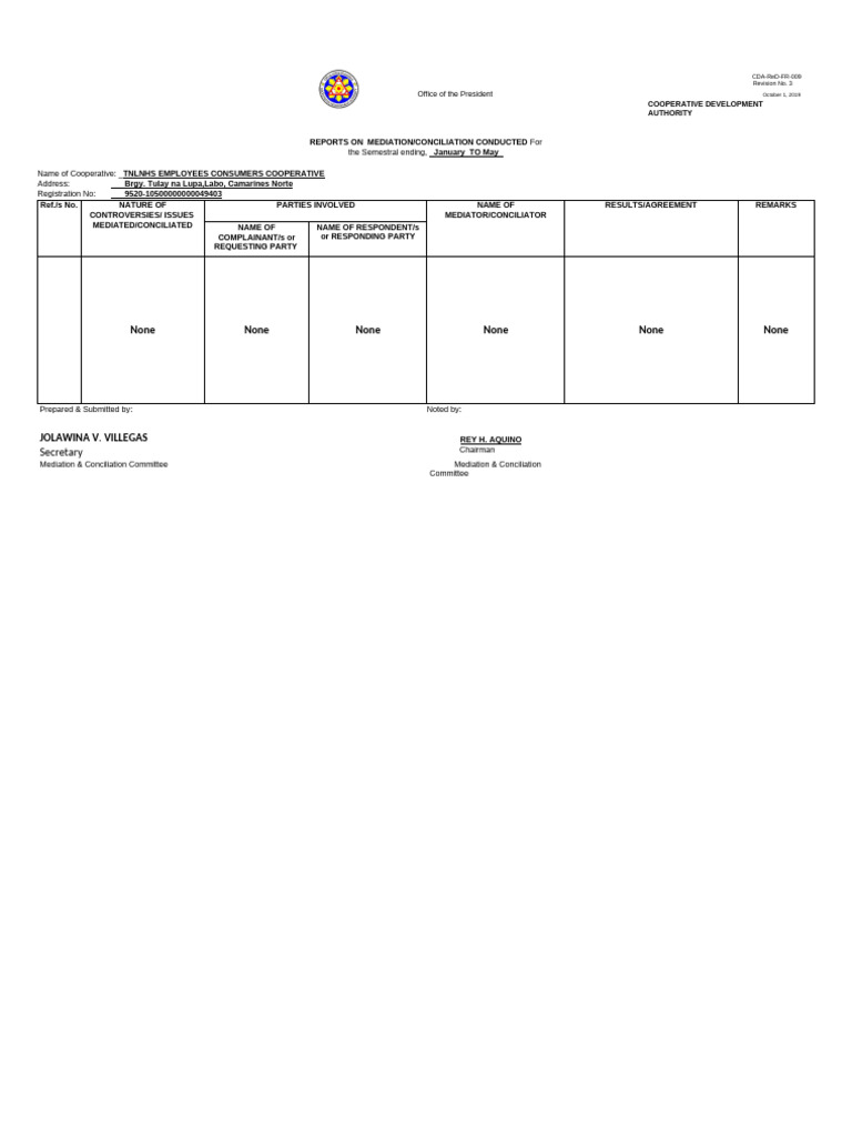 Cda Red FR 009 Rev3 Medcon JUNE To DECEMBER | PDF