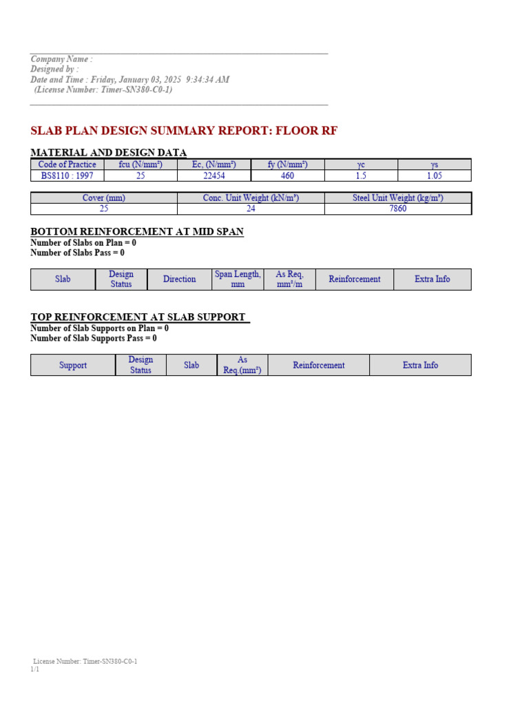 Slab Design Summary Report | PDF