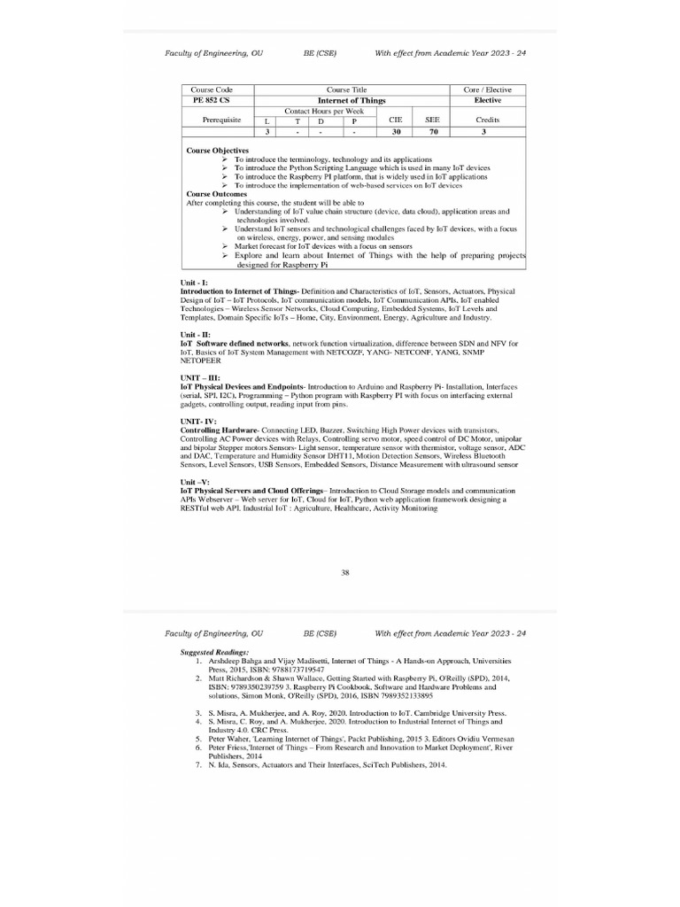 Iot - Syllabus | PDF