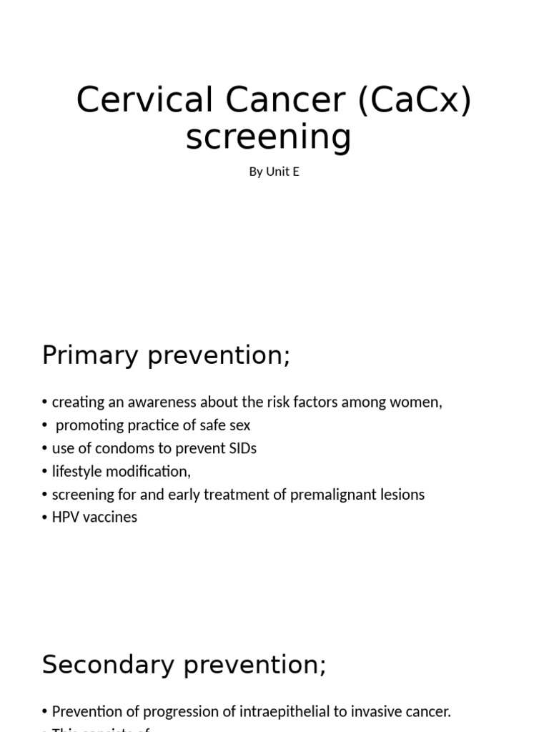 Cervical Cancer (CaCx) Screening | PDF | Cervical Cancer | Neoplasms