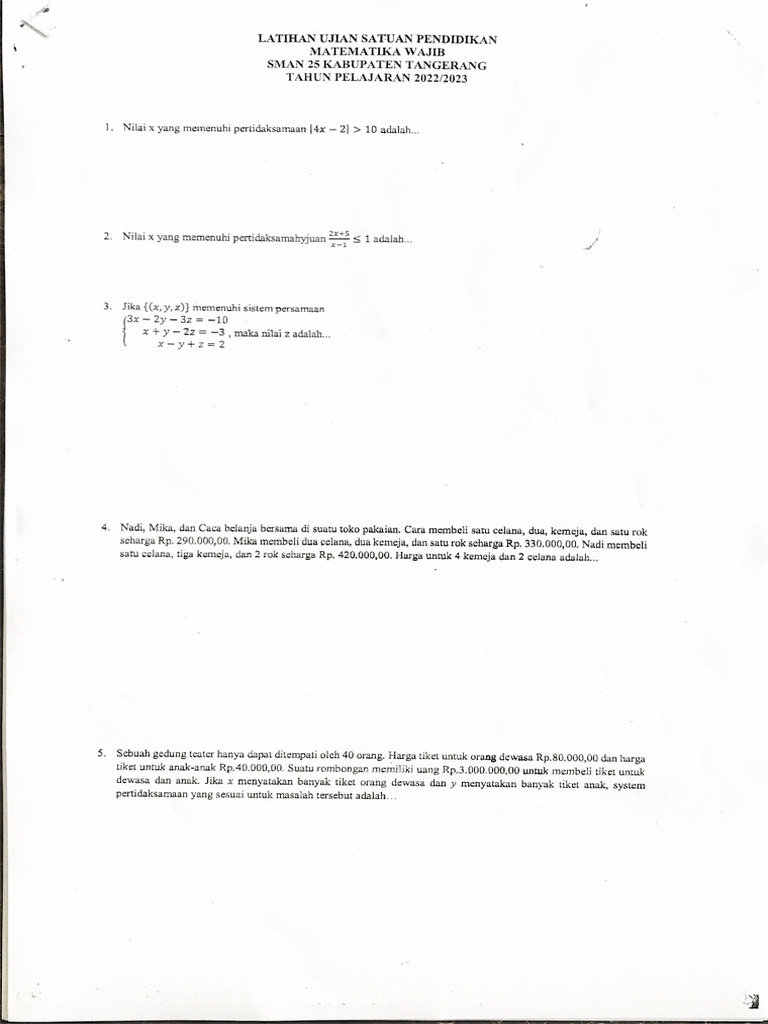 Latihan Asaj Mtk Wajib 2025 12 Mar 2025 09.40.07 | PDF