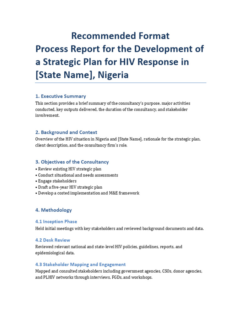 Recommended Format-HIV Strategic Plan Process Report Template | PDF