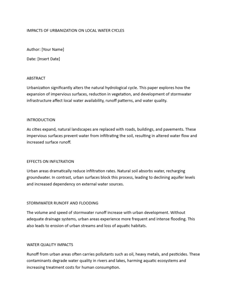 Urbanization's Impact on Water Cycles | PDF