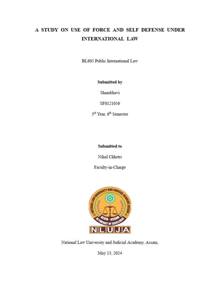 Use of Force and Self-Defense in Law | PDF | Preemptive War ...