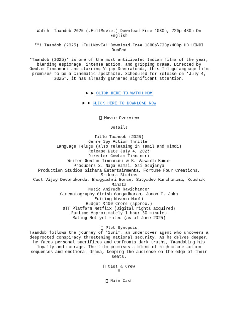 !!taandob (2025) +FuLLMovIe! Download Free 1080p/720p/480p HD HINDI ...