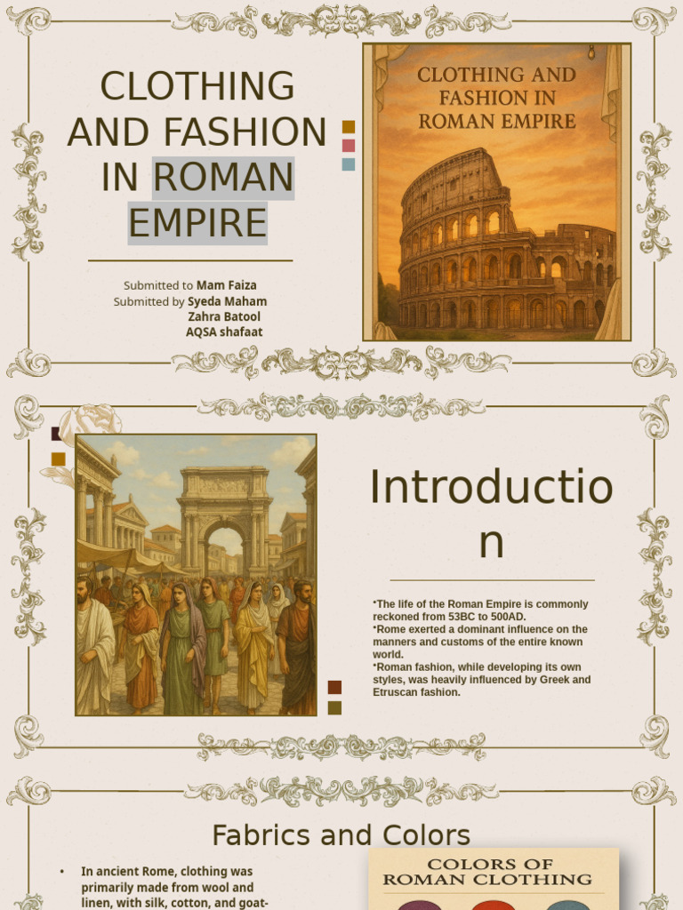 Roman Empire Clothing and Fashion | PDF | Clothing | Softlines (Retail)