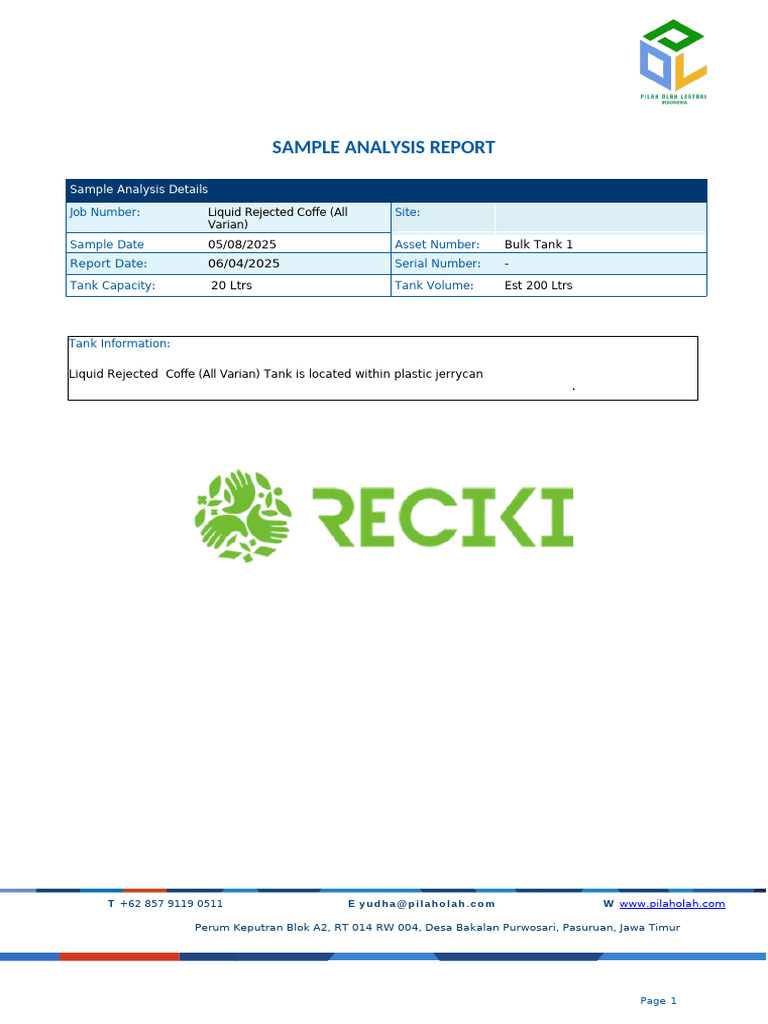 Sample-Liquid Coffe Sampling-Report | PDF