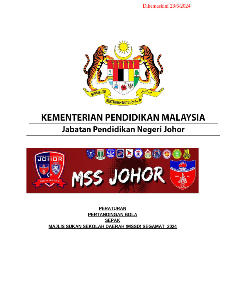 Peraturan Bola Sepak MSSD Segamat 2024 | PDF