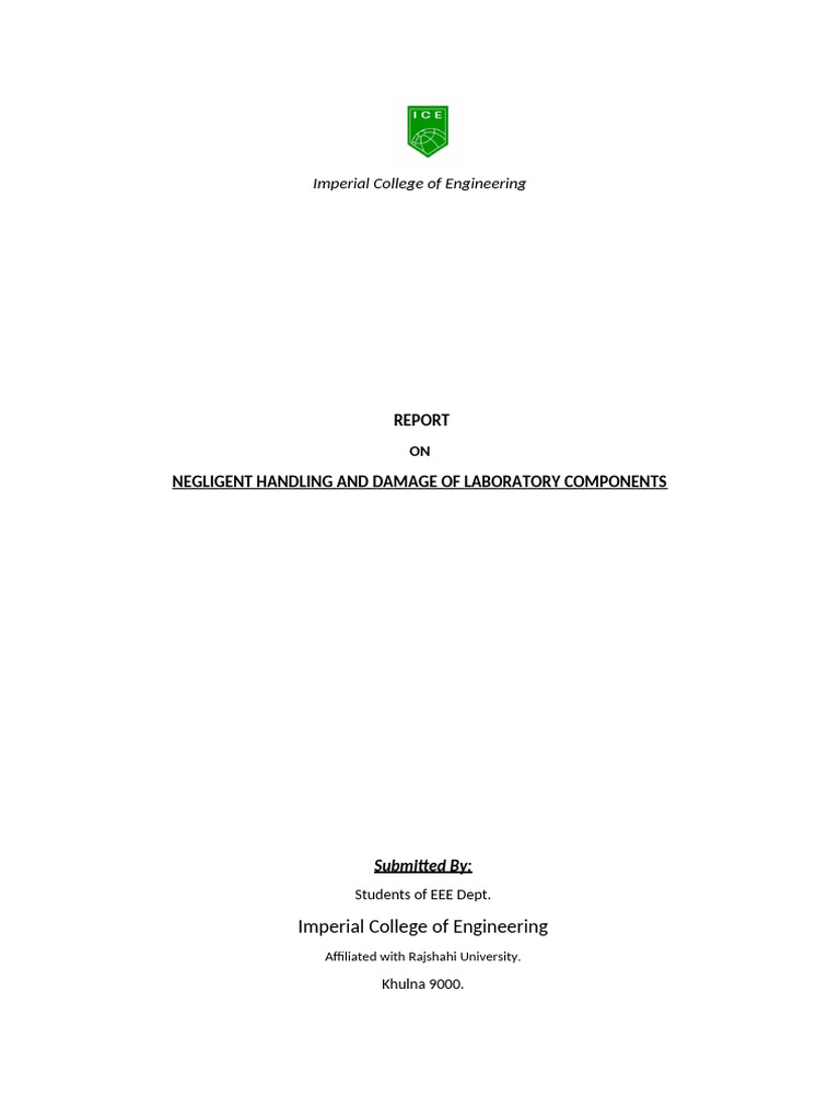 Report On Improper Handling and Damage of Laboratory Components | PDF