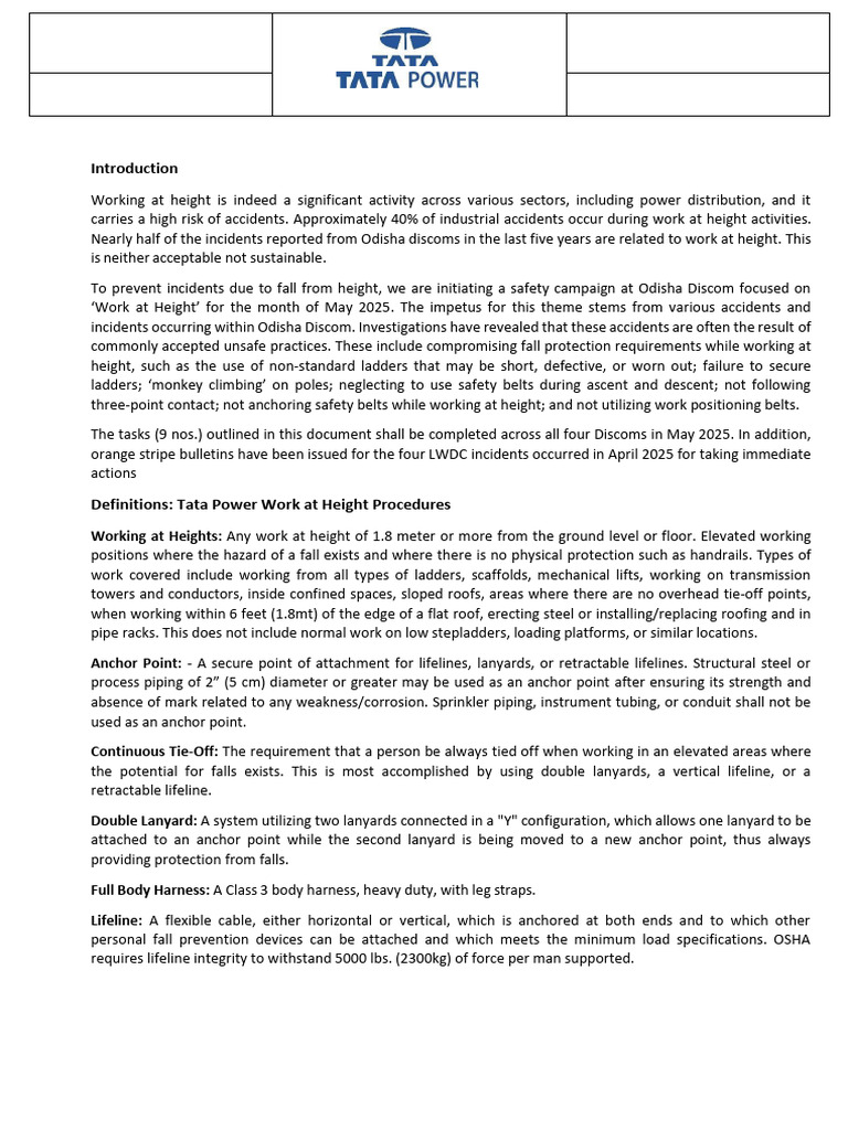 Theme - May 2025 - Working at Height - Odisha Discoms | PDF | Safety ...