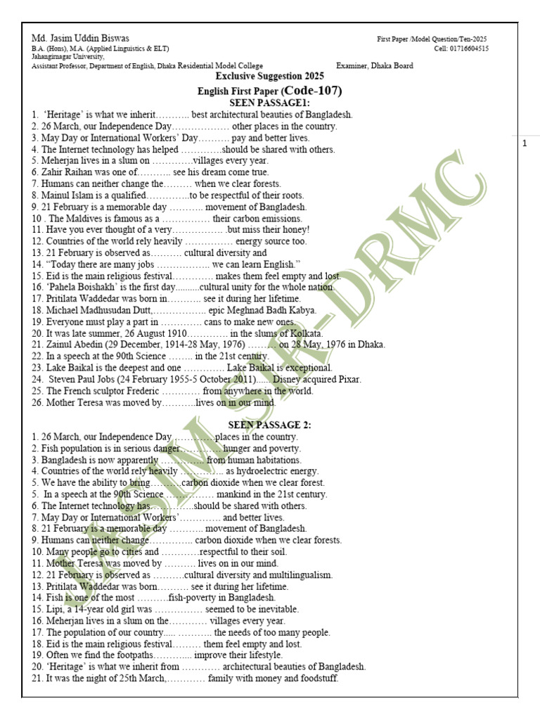 2025 First Paper Exclusive Final Suggestion | PDF