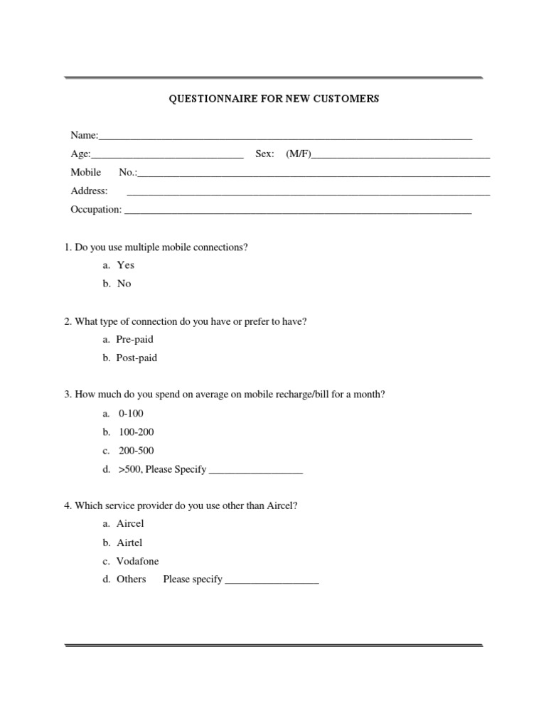 MNP Questionnaire | PDF | Telecommunications | Internet