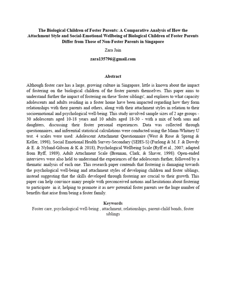 Foster Care Research Report Zara Jain Jurnal 1 Uas Bing | PDF ...