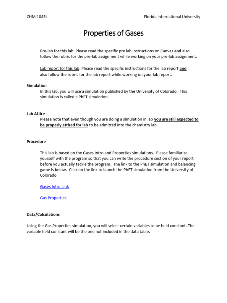 Properties of Gases Lab Guide | PDF | Gases | Physical Chemistry