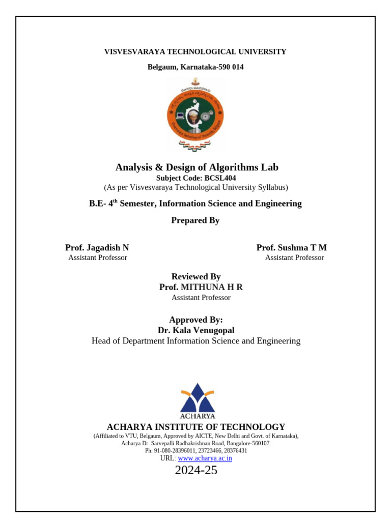 Ada Lab Manualbcsl404 Pdf Engineering Theoretical Computer Science 9348
