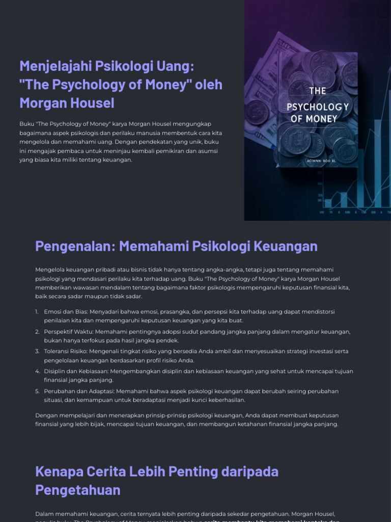 Psikologi Uang: Wawasan Morgan Housel | PDF